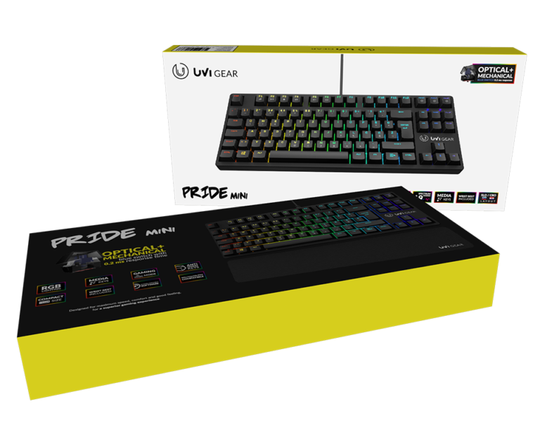 Gaming keyboard UVI Pride Mini with RGB lighting & mechanical switches!